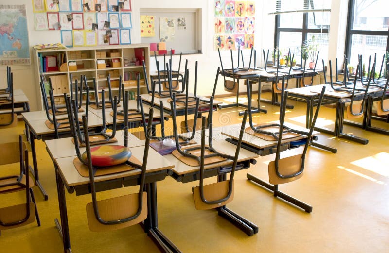 Cleaned Empty Classroom during Holidays Stock Image - Image of table ...