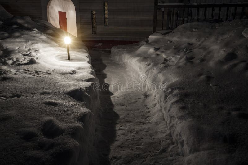 Path in the snow stock photo. Image of clear, climate - 145171752