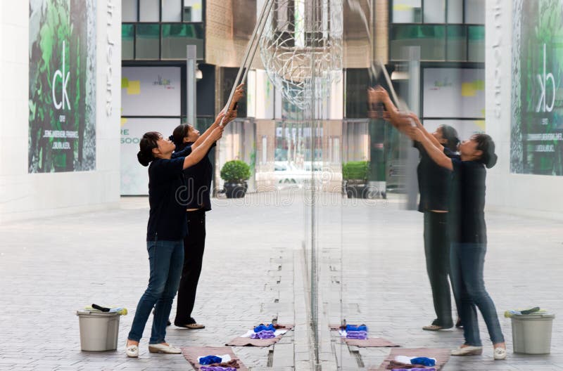 Cleaner Cleaning Glass of Buildings Editorial Photo - Image of cleaning ...