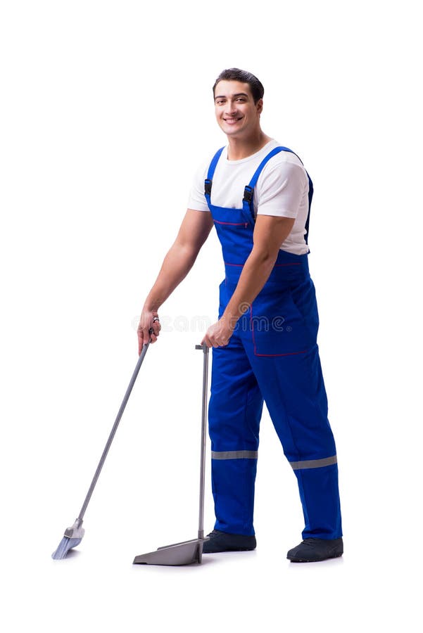 The Cleaner at Construction Site Isolated on White Stock Photo - Image ...
