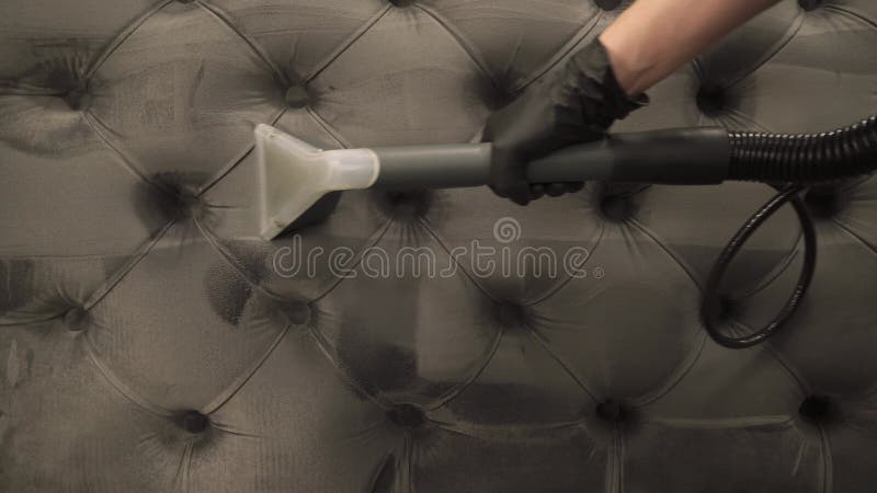 Cleaner is Dry-cleaning Sofa Using Extractor Machine with Detergent 4k ...