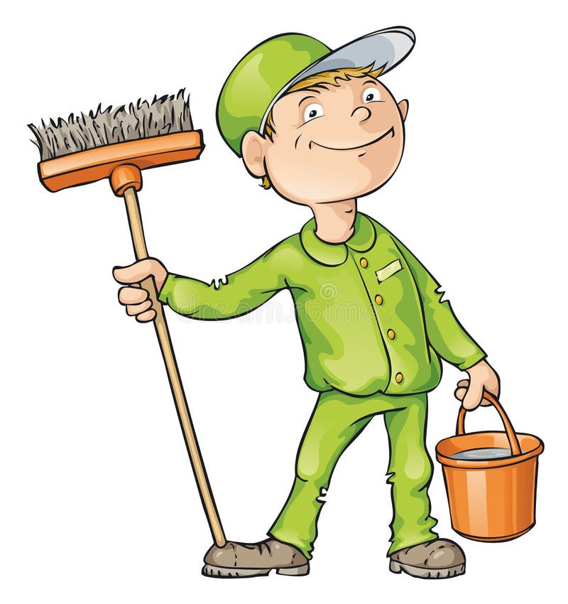 Cartoon Cleaning Man Clip Art