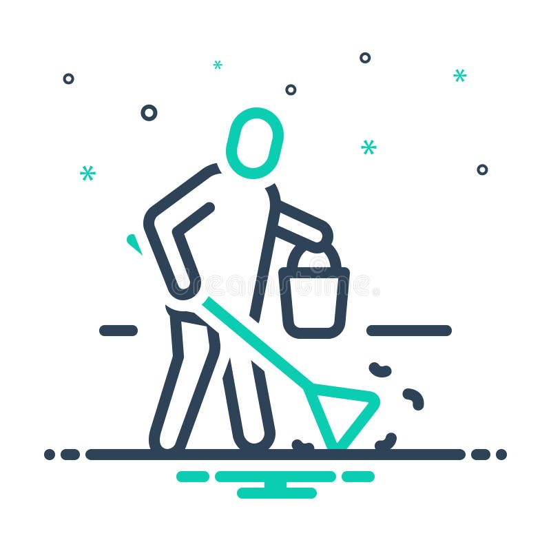 Mix Icon for Cleaner, Swabber and Basket Stock Vector - Illustration of ...