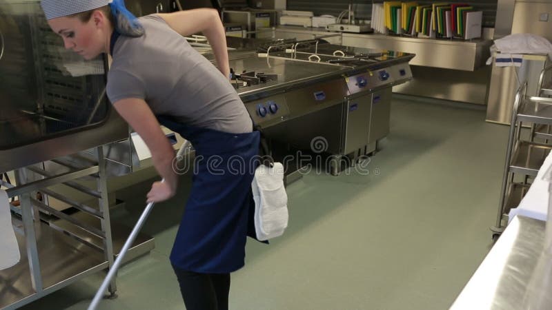 Cleaner of a Kitchen Wiping the Floor Stock Video - Video of cloth ...