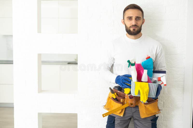 Cleaner Male Man Workers in Uniform Stock Photo - Image of worker ...