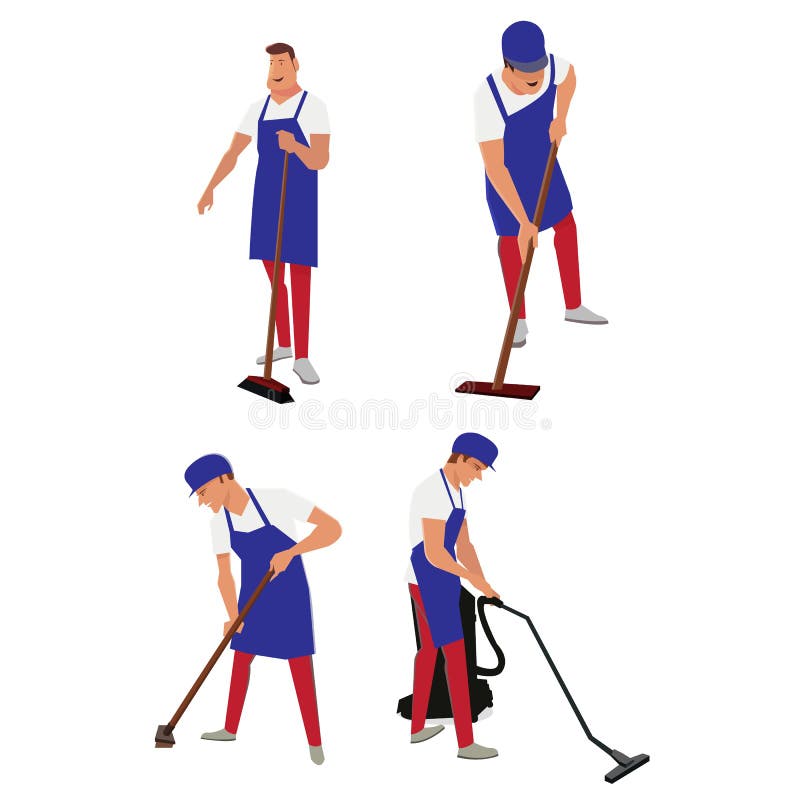 Cleaner Men Icon Illustration Stock Illustration - Illustration of ...
