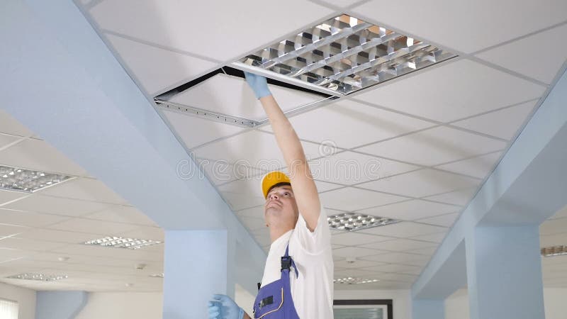 Ceiling with Led Panel of a New Modern Building Stock Footage - Video ...