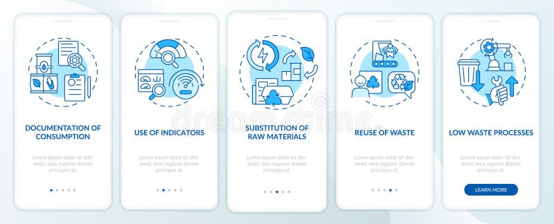 Cleaner Production Options Blue Onboarding Mobile App Screen Stock ...