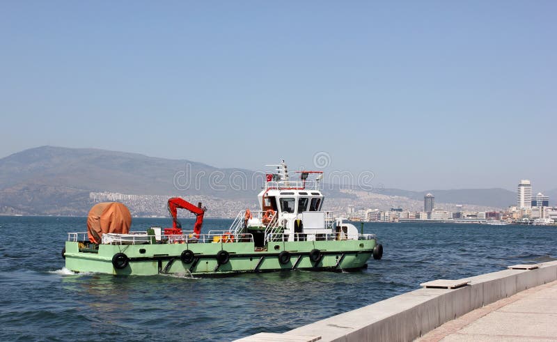 Cleaner Ship Cleaning Water (Izmir Bay) Stock Photo - Image of glass ...