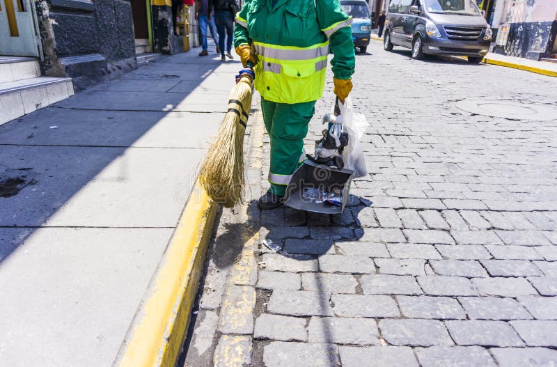 Cleaner in the Street Clean the Dirt Floor Stock Image - Image of ...