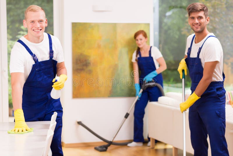 Cleaners Cleaning Modern Apartment Stock Photo - Image of friend, home ...