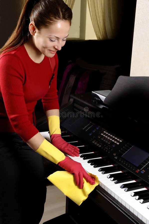 Smiling Girl Cleaning the House Stock Photo - Image of cleaning ...