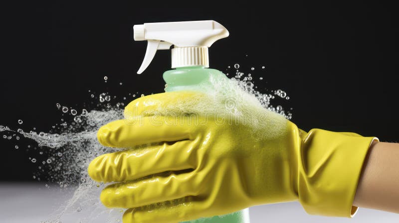 Cleaning in Action: Hands with Spray and Sponge. Generative AI Stock ...