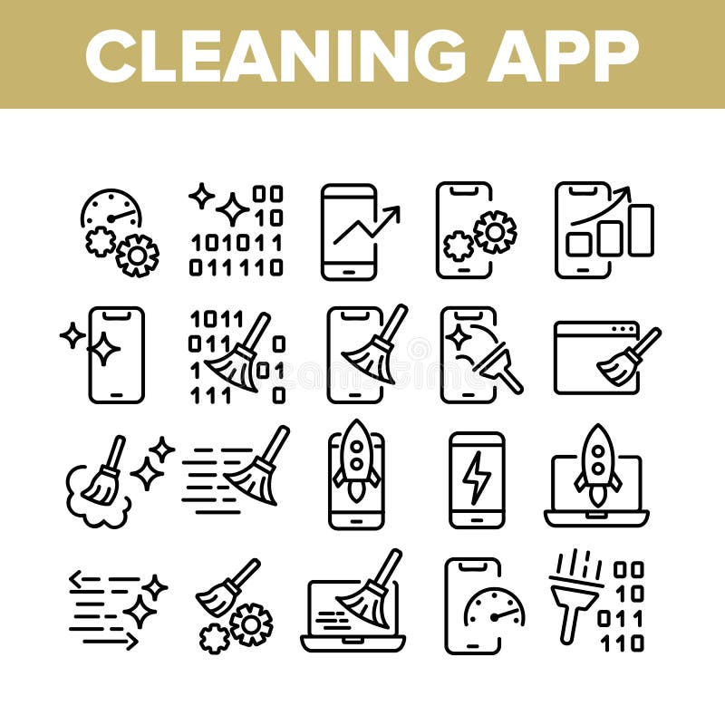 Cleaning Application Collection Icons Set Vector Stock Vector ...