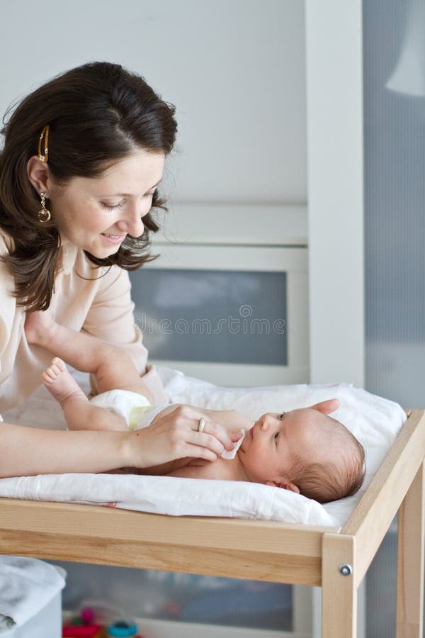 Cleaning the baby stock image. Image of care, baby, affection - 33489837