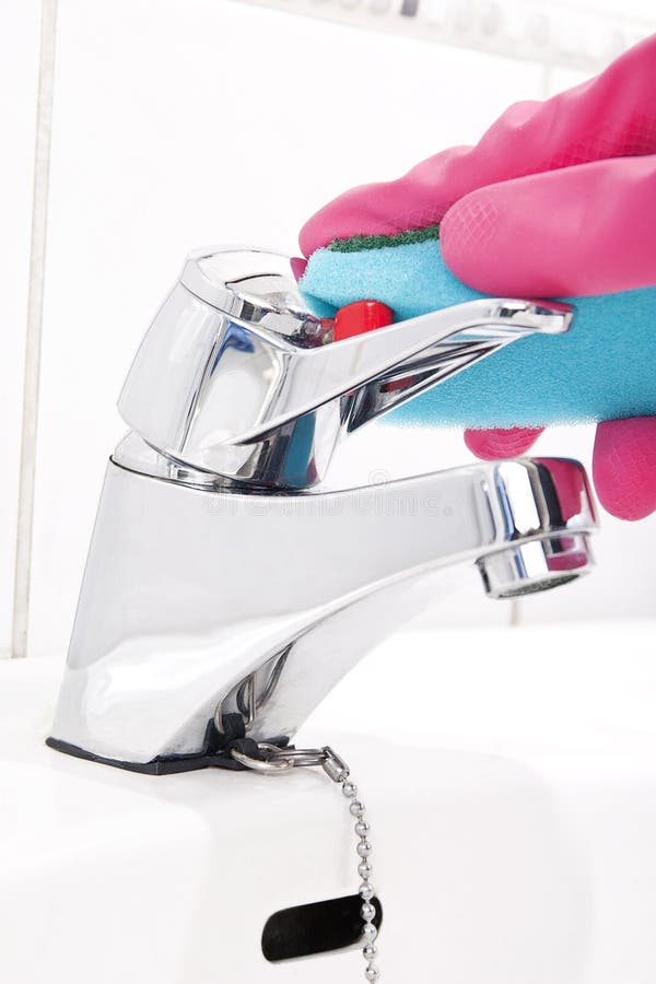 Cleaning Bathroom Tap stock image. Image of clean, shiny - 29826123