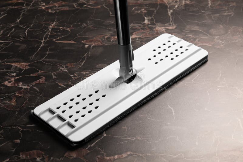 Cleaning Black Marble Floor with Mop, Closeup Stock Photo - Image of ...