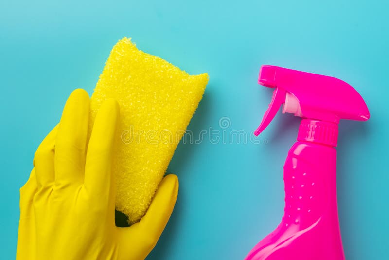 Cleaning on Blue Background. Cleaning or Housekeeping Concept ...
