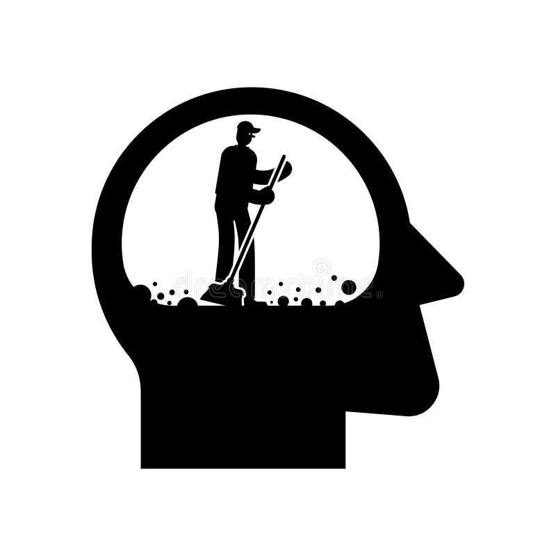 Cleaning Brain. Cleaner Sweeps Brains Stock Vector - Illustration of ...