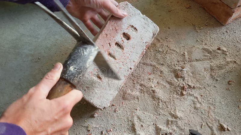 Cleaning bricks for reuse stock video. Video of construction - 77967719