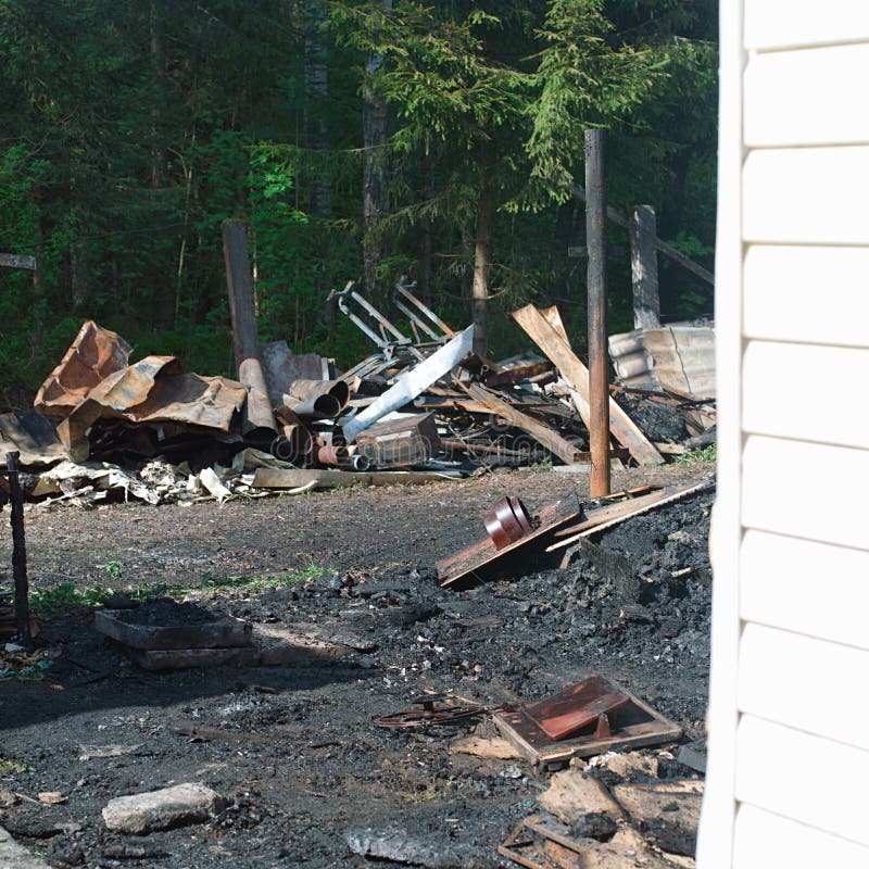 Cleaning a Burnt Down House Yard Stock Photo - Image of unwanted, junk ...
