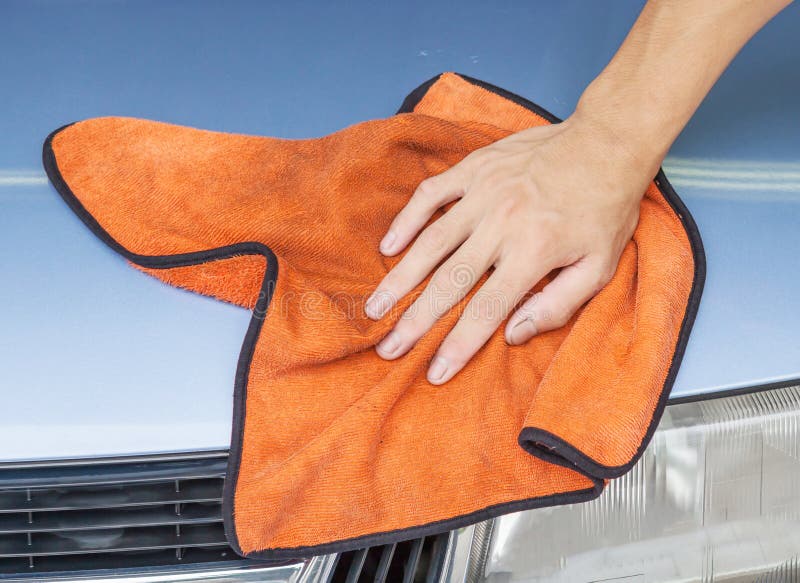 Cleaning Car Using Microfiber Cloth Stock Image - Image of cleaning ...
