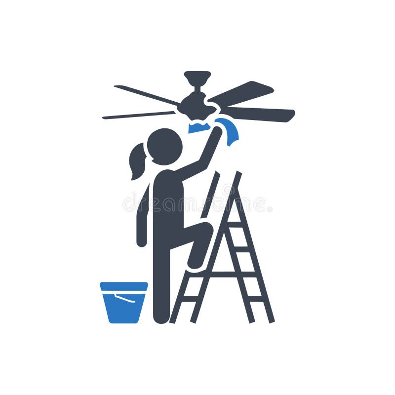 Cleaning Ceiling Fan Icon stock vector. Illustration of home - 373151689