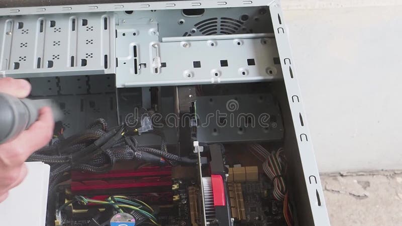 Having Blown the Dust Vacuum Cleaner in the System Unit. Stock Video ...