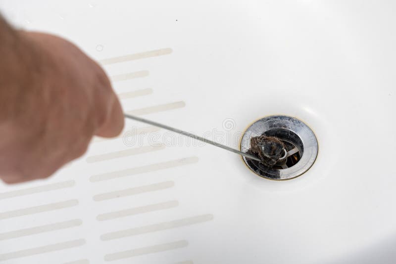 Clogged Drain in the Bathroom Stock Image - Image of closeup, tiles ...
