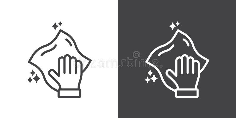 Cleaning Cloth Icon Flat Vector Set Outline Stock Vector - Illustration ...