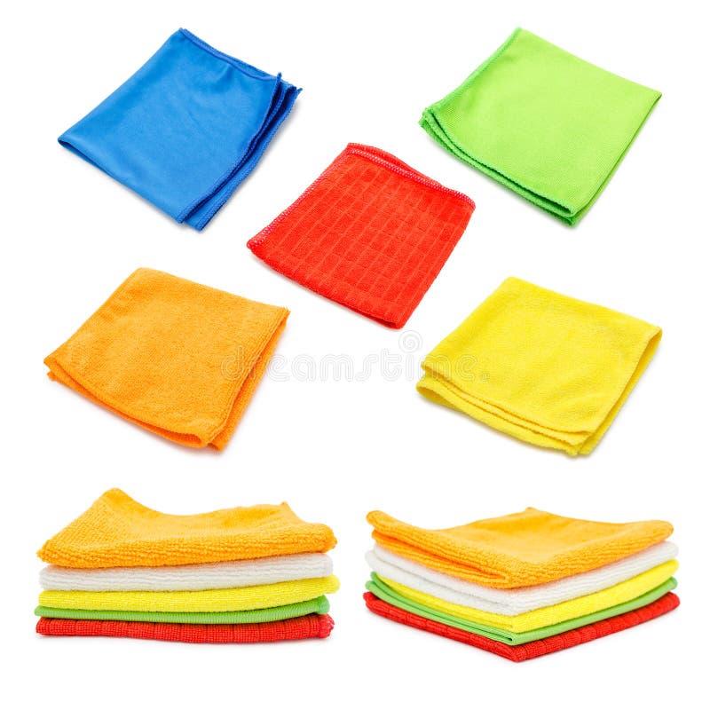Cleaning Cloths, Towels, Tissues Stock Photo - Image of stack, shallow ...