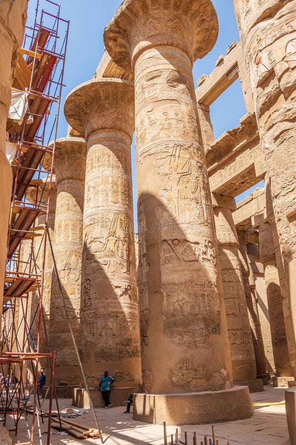 Cleaning of the 134 Columns in the Great Hypostyle Hall at the Karnak ...