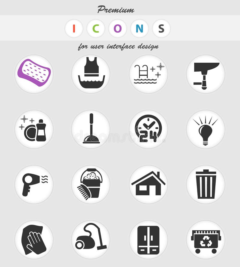 Cleaning company icon set stock vector. Illustration of brush - 122909235
