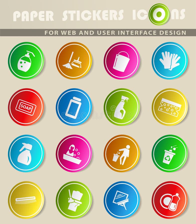 Cleaning company icon set stock illustration. Illustration of bucket ...