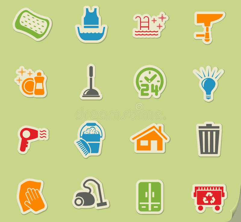 Cleaning company icon set stock illustration. Illustration of floors ...