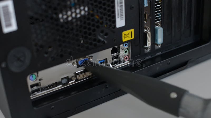 Cleaning Computer from Dust with Vacuum Cleaner, Dust is Flying Around ...