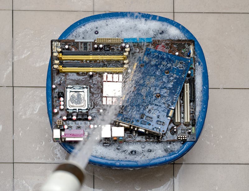 Cleaning Computer Mainboard Stock Image - Image of computer, bubble ...