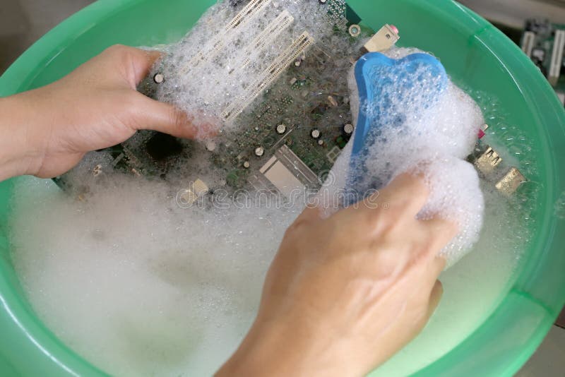 Cleaning Computer Motherboard. Stock Photo - Image of water, stall ...