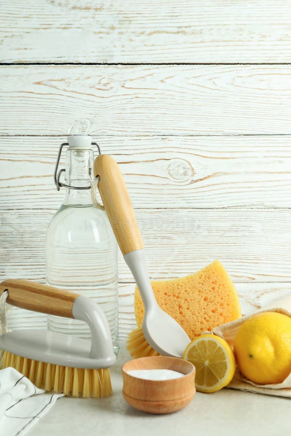 Cleaning Concept with Eco Friendly Cleaning Tools on White Background ...