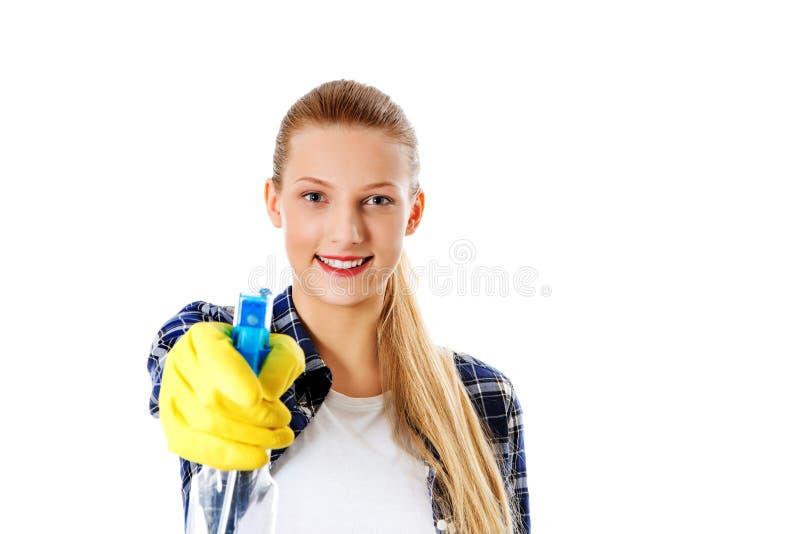 Cleaning Concept. Young Woman Cleaninc. Stock Photo - Image of clean ...