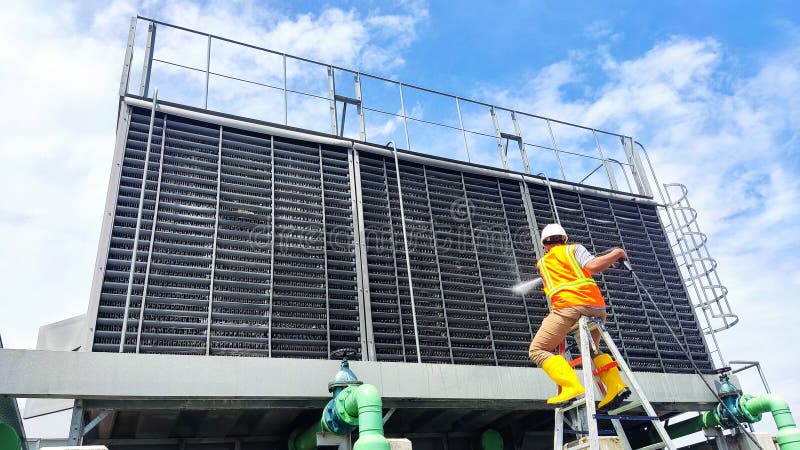 Cleaning Cooling Tower, Industri Manufaktur Stock Image - Image of ...
