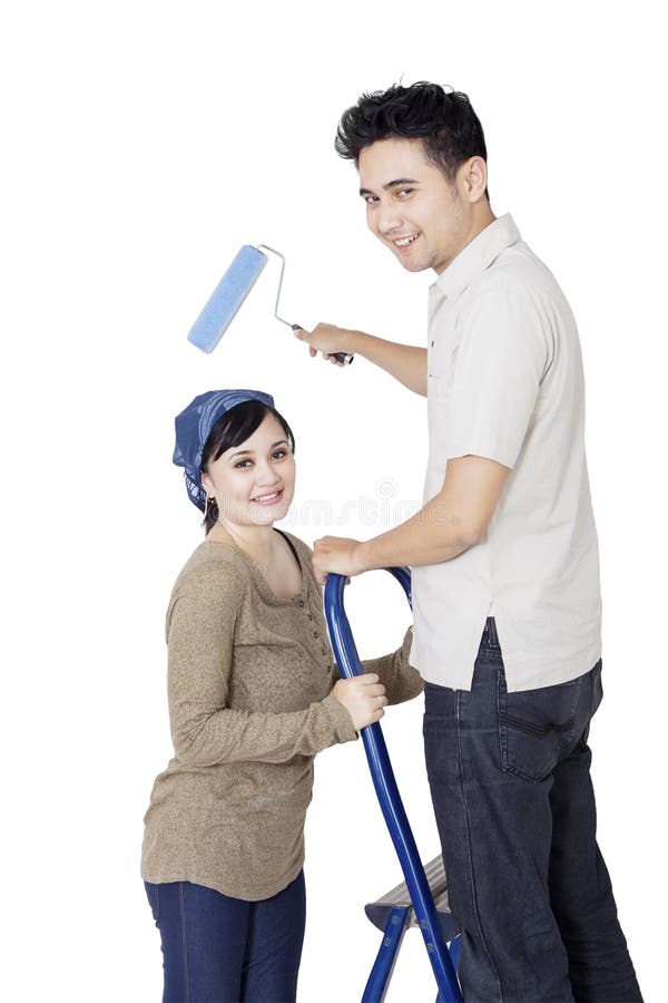 Cleaning Couple after Moving Home Stock Photo - Image of isolated ...