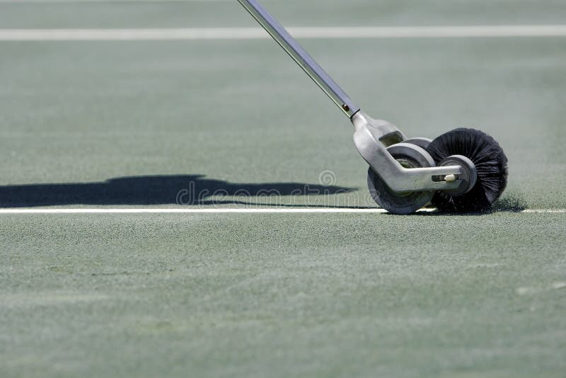 Man Cleans Tennis Line on Clay Court Stock Image - Image of brooming ...