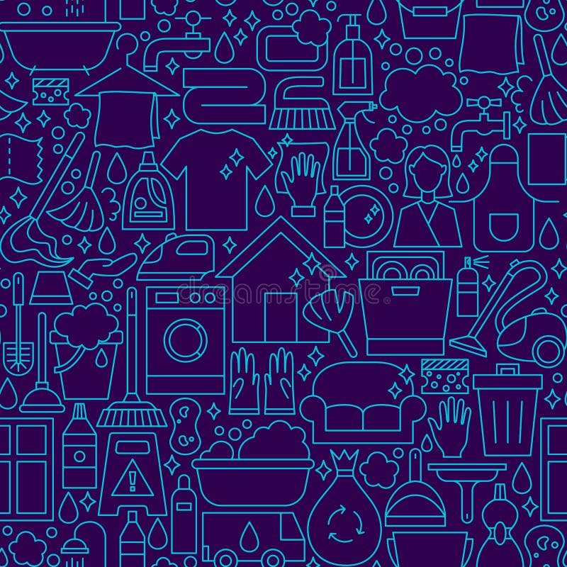 Cleaning Seamless Pattern. Endless Background, Texture, Wallpaper. Vector Illustration Stock ...