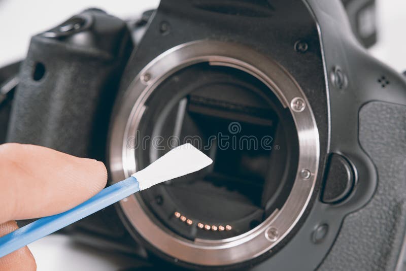 Cleaning Dirty Camera Sensor. Digital Photo Camera with Cleaning Stock ...