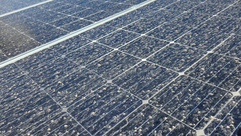 Cleaning Dirty Solar Panels. Maintenance Stock Image - Image of pollen ...
