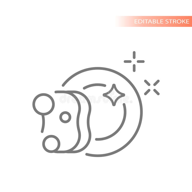 Cleaning Dishes Sponge Line Vector Icon Stock Vector - Illustration of ...