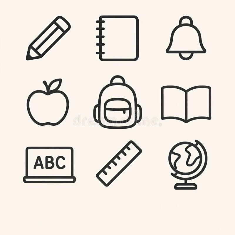 School Doodle Icons – Hand-Drawn Education Essentials Stock ...