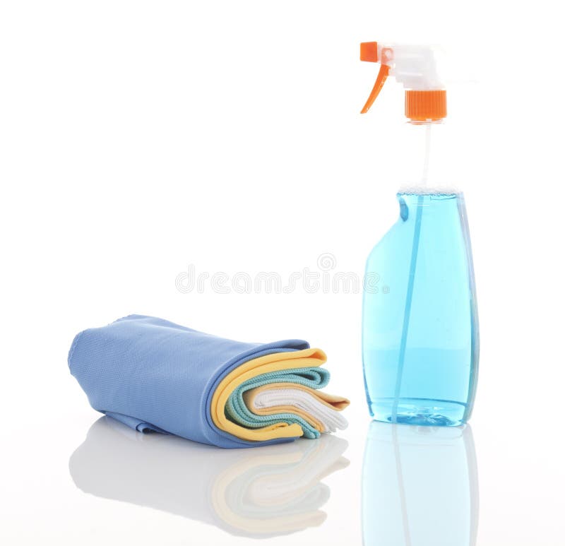 Cleaning Dusters with Bottle Stock Image - Image of goods, sanitation ...