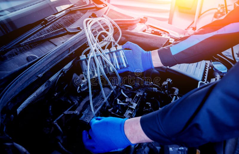 Cleaning Engine Injectors. Car Repair Stock Image - Image of polished ...